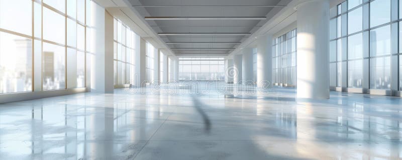 Blurred Empty Open Space Office, Abstract White Interior Background ...