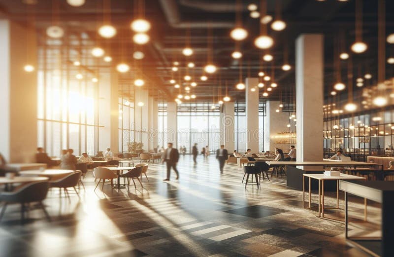 Blurred Empty Open Space Office Interior Background Stock Illustration ...