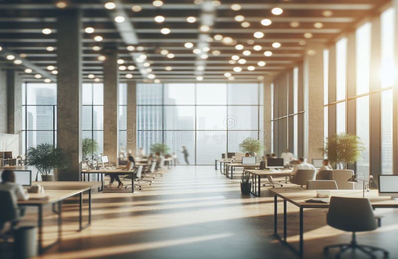 Blurred Empty Open Space Office Stock Illustration - Illustration of ...