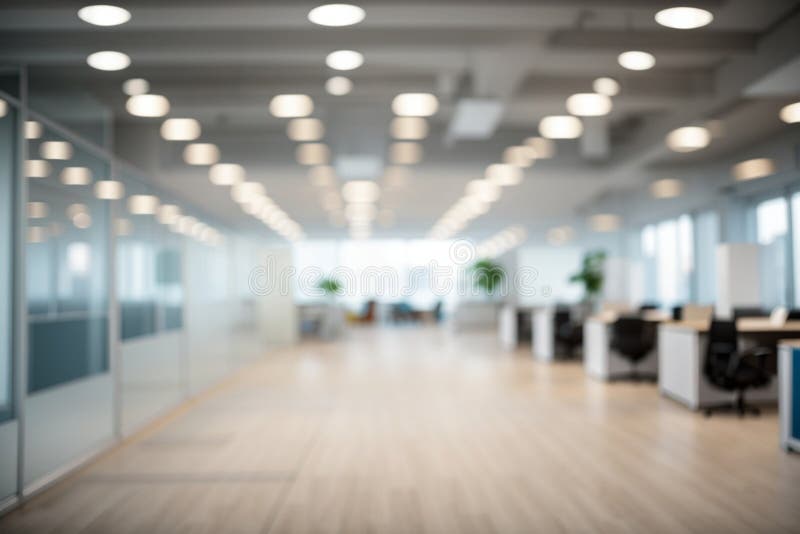 Blurred Empty Open Space Office Interior Background Stock Illustration ...