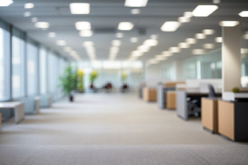 Blurred Empty Open Space Office Interior Background Stock Illustration ...
