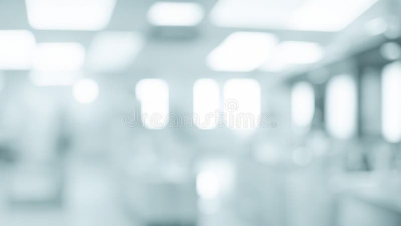 Blurred Empty White Laboratory Room with Bright Lights and Soft White ...