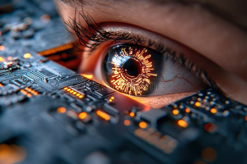 Blurred Face in Glowing Tech Environment: Symbolic of Innovation and ...