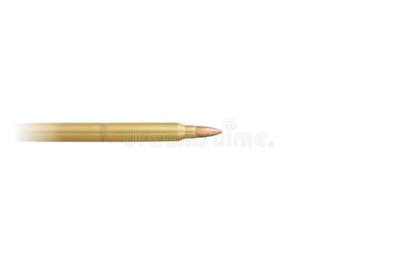 Blurred Fast Flying Rifle Bullet on White Background with Copyspace ...