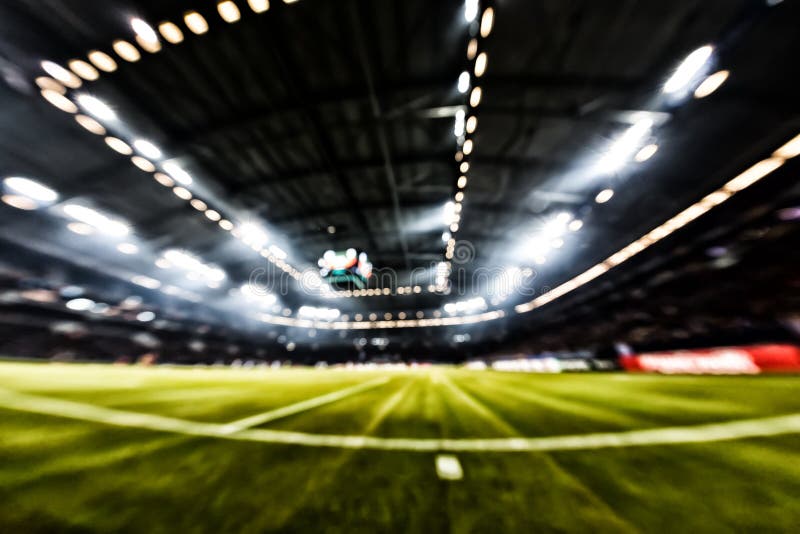 Blurred Field with Lights and Full of Spectators at the Stadium Stock ...