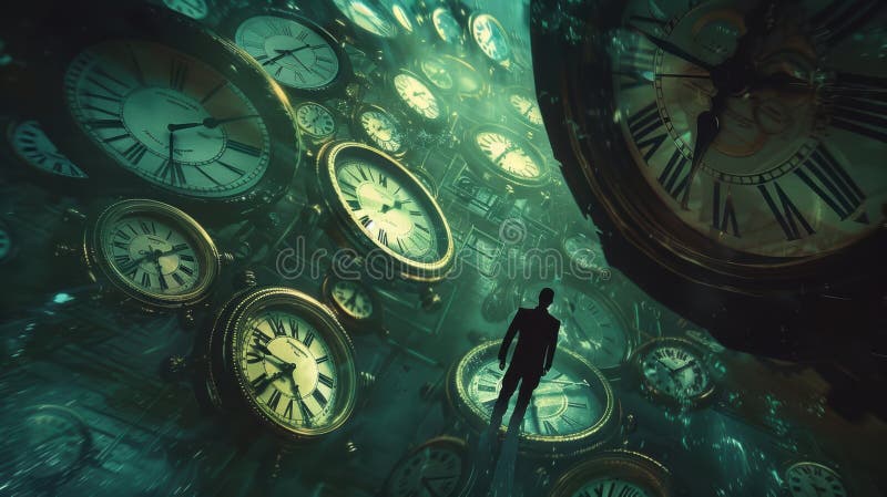 A Blurred Figure Running from a Giant Clock, Symbolizing Time Pressure ...