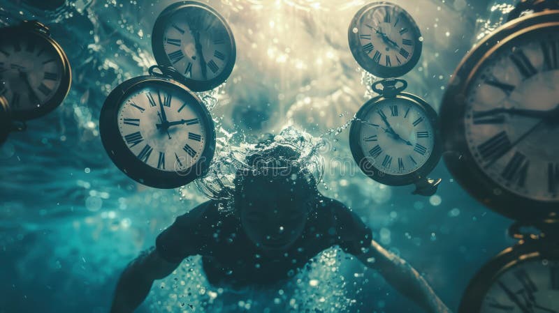 A Blurred Figure Running from a Giant Clock, Symbolizing Time Pressure ...