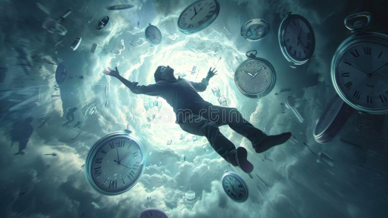 A Blurred Figure Running from a Giant Clock, Symbolizing Time Pressure ...