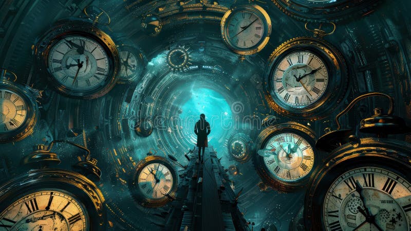 A Blurred Figure Running from a Giant Clock, Symbolizing Time Pressure ...