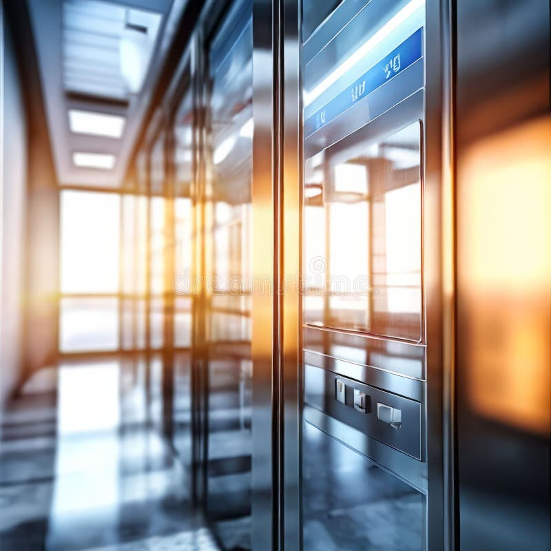 Blurred Focus of Office Elevator with Digital Display Stock ...