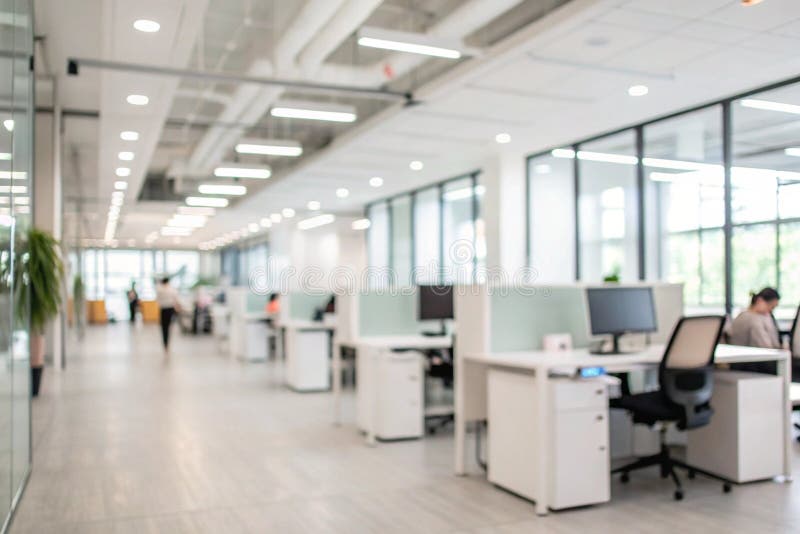 Blurred Focus of Open Space Office Interior Stock Illustration ...