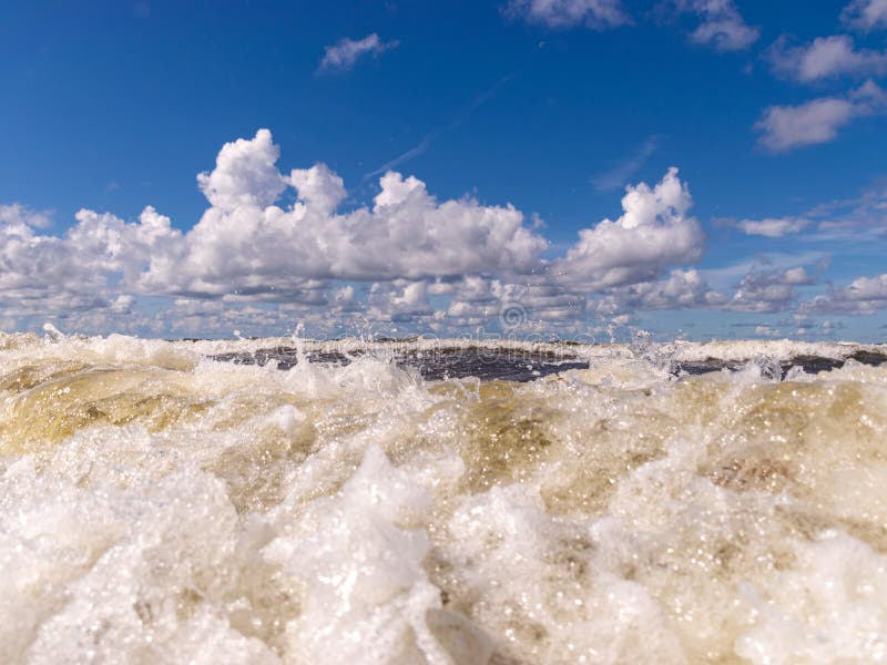 Sparkling Waves, Clouds and Sea in the Background Stock Image - Image ...