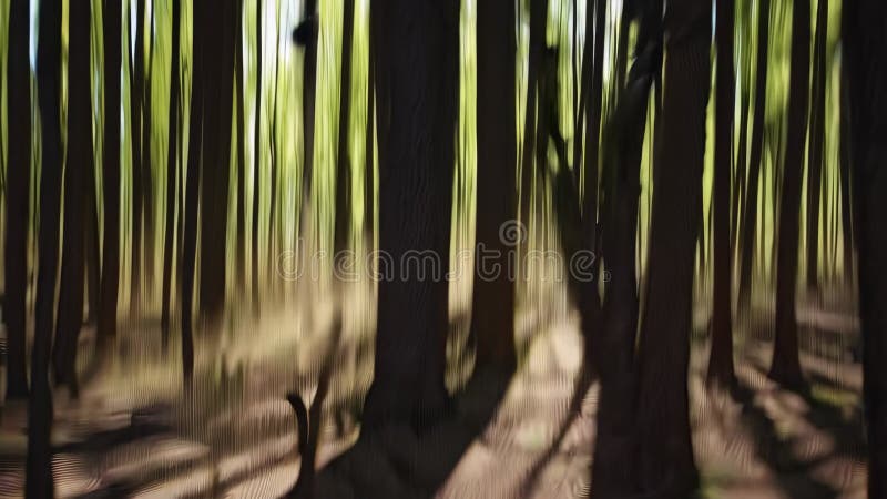 Blurred Forest View with Tall Trees and Sunlight, Abstract Nature ...