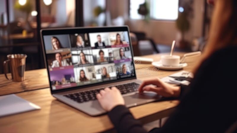 Blurred Frame, Video Call with Colleagues Stock Illustration ...