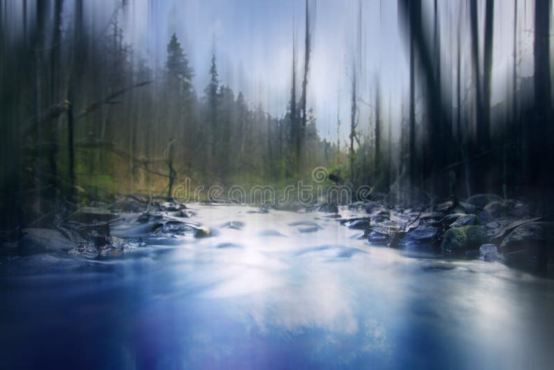 Blurred Freezing Spring Blue River Stock Image - Image of blue, bubbles ...