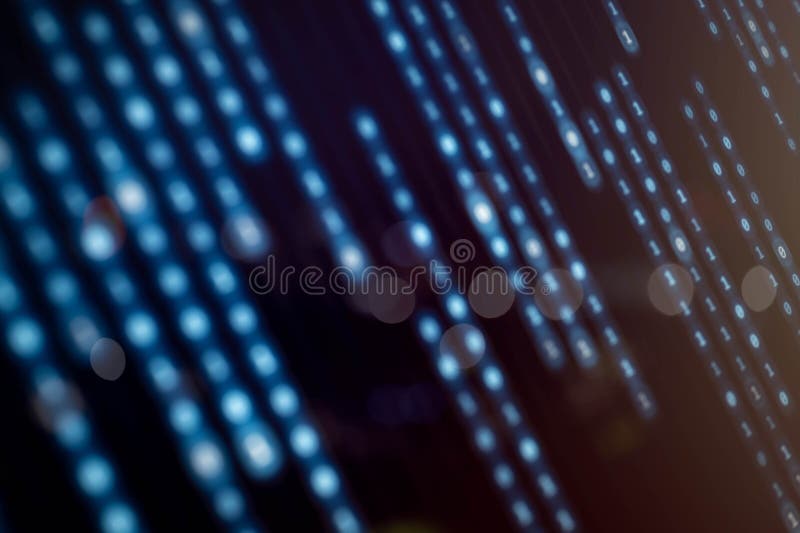 Blurred Glowing Binary Code Streams in a Digital Motion Effect, Representing Fast Data Transfer ...
