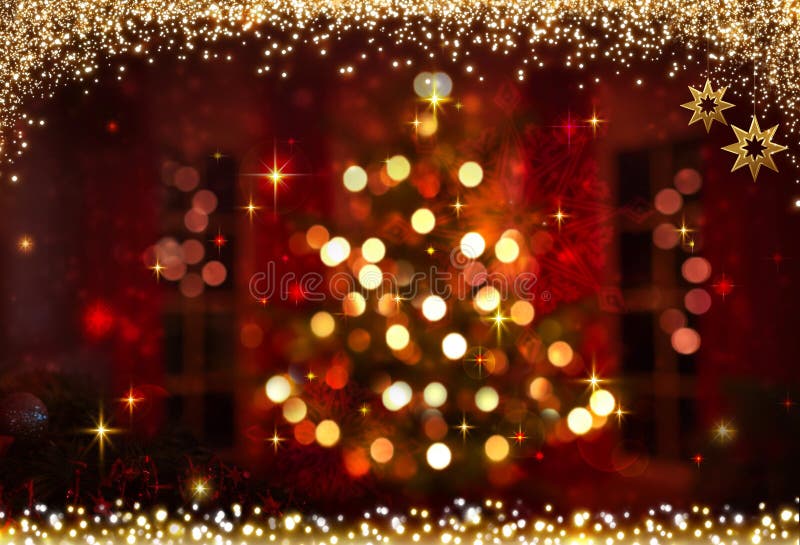 Colorful Gloving Christmas Tree Back Ground. Stock Image - Image of ...