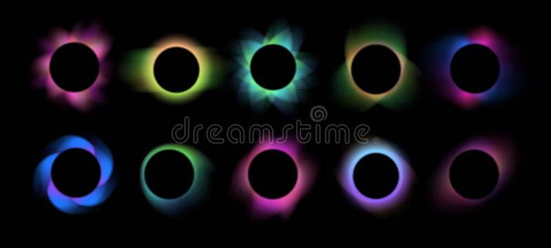 Blurred Gradient Circle Frames. Colorful Glowing Circular Effects ...