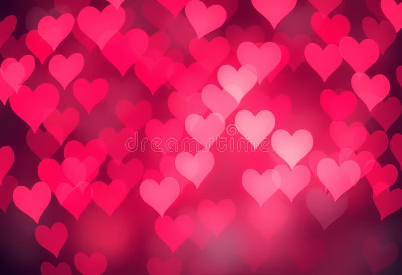 Blurred Heart Shaped Lights on Red Background Stock Illustration ...