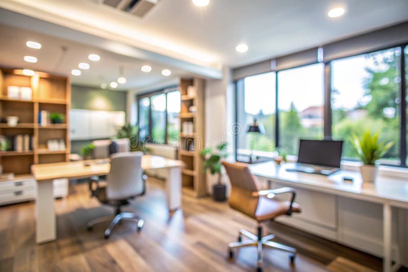 Blurred Home Interior. Blurry Office Background. White Background Stock ...