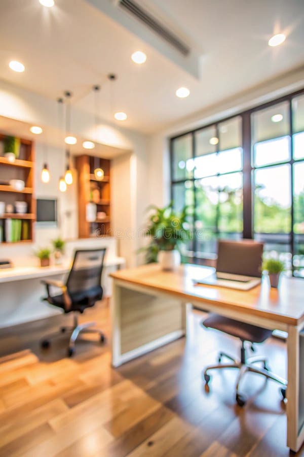 Blurred Home Interior. Blurry Office Background. White Background Stock ...