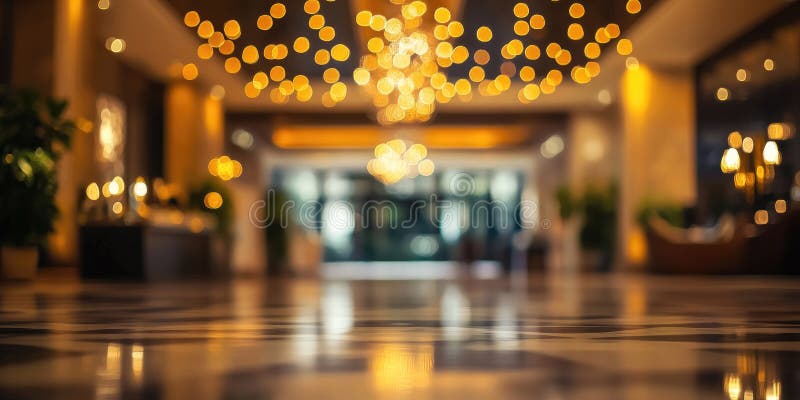 Blurred Hotel Lobby with Bokeh Lights: a Blurred View of a Hotel Lobby ...