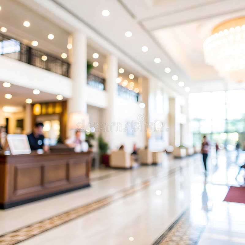 Blurred Hotel Lobby Interior Background with Bokeh Isolated on White Stock Illustration ...
