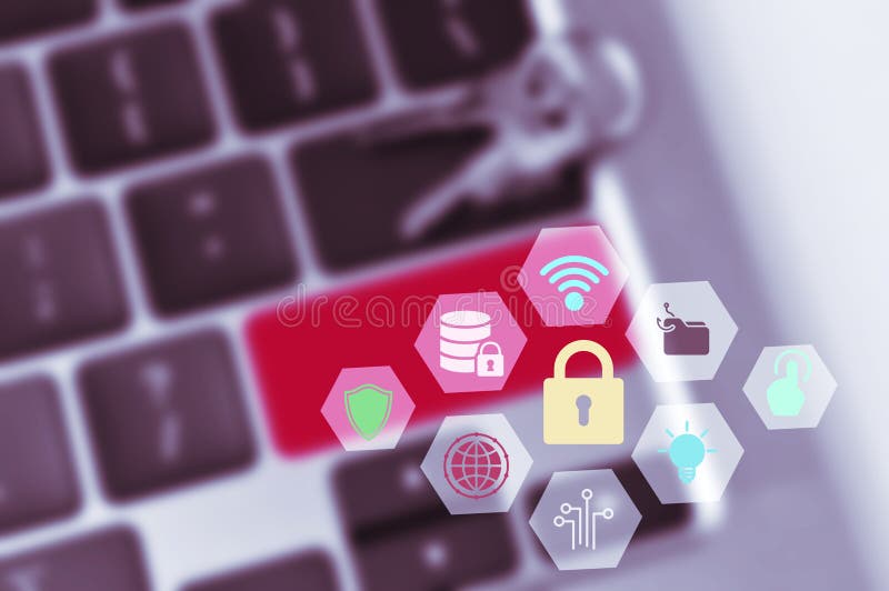 Blurred Image of Computer Keyboard with Data Protection, Information ...