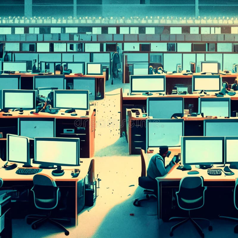 Blurred Image of a Computer Room in a Big Data Center. Generative AI ...