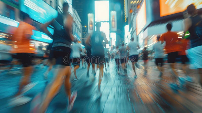 A Blurred Image of a Crowd of People Running in a Marathon. AIG51A ...