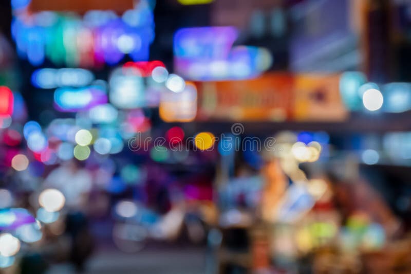 Blurred Image of Illuminated City at Night Background for Present ...