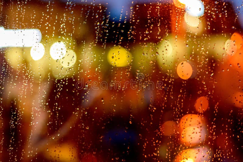 Blurred Image of the Light of the Streetlights through the Glass Stock ...