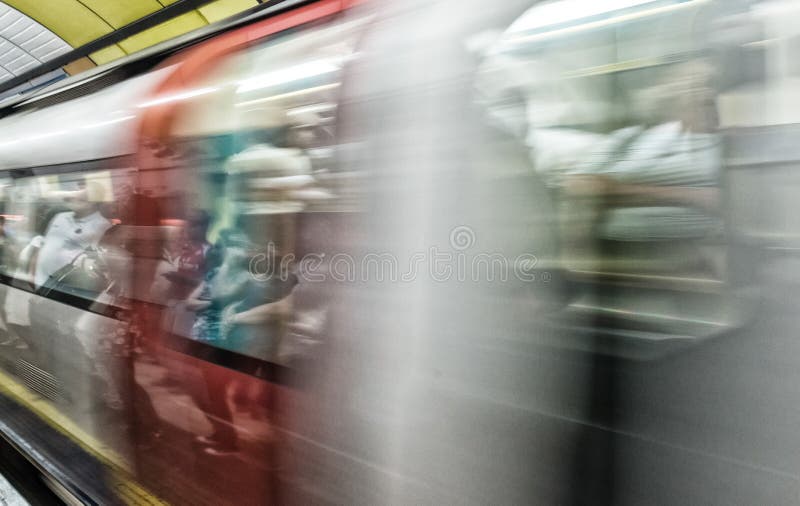Blurred Image of London Underground Train Moving Fast Stock Photo ...