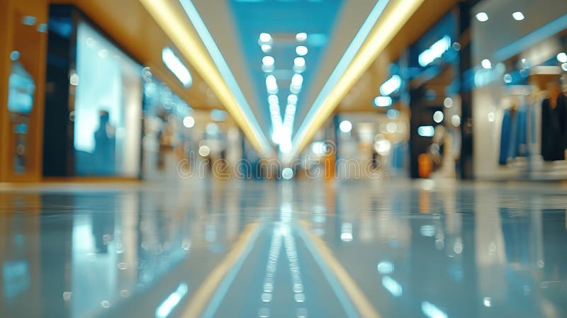 Blurred Image of a Modern Shopping Mall Interior with Shiny Floors and ...