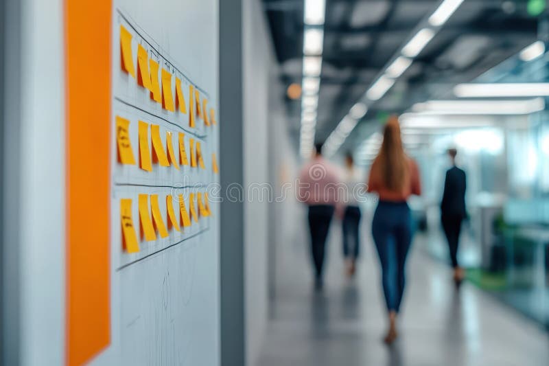 Office Corridor Blur Sticky Notes Teamwork Project Planning Business ...