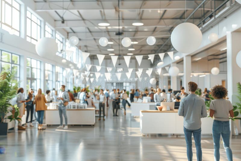 Blurred Image of Professionals Networking at a Corporate Event in a ...