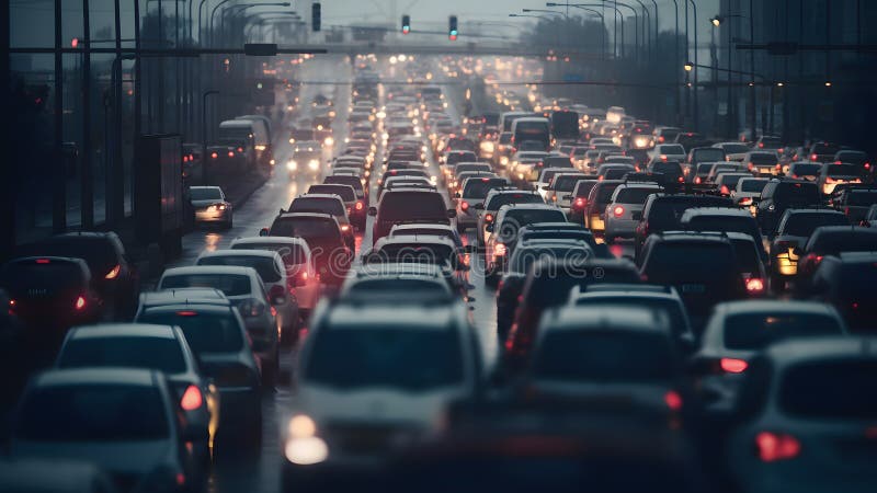 Traffic jam, blurred image stock illustration. Illustration of city ...