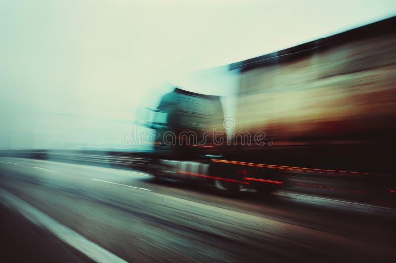 A Blurred Image of a Truck Driving on a Busy Highway Stock Image ...