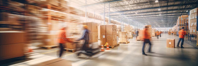 Blurred Image of Workers or Warehouse Employees in Action, Moving ...