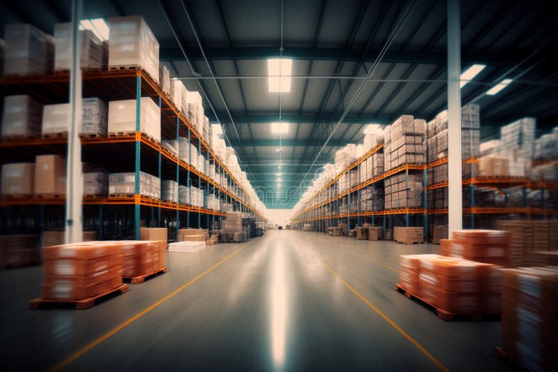 Blurred Industrial Warehouse Interior, Created with Generative AI Stock ...