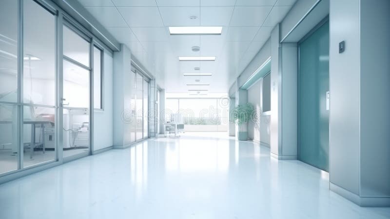 Blurred Interior of Hospital - Abstract Medical Background. Generative ...