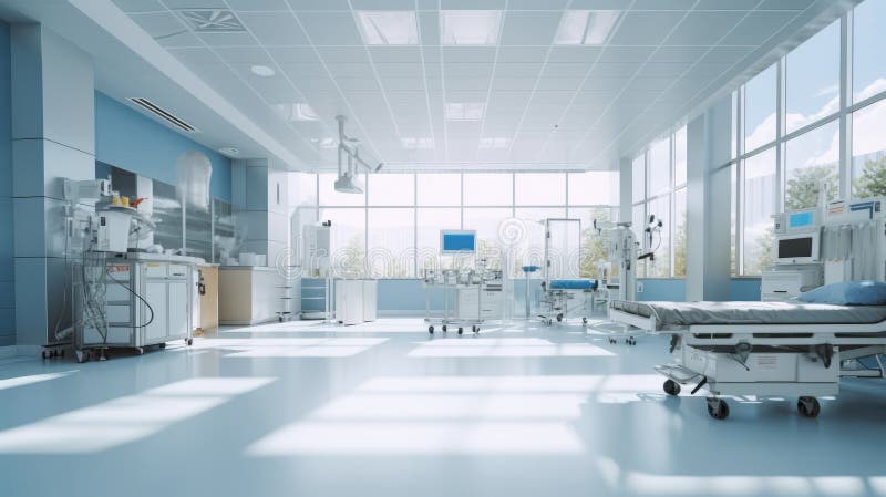Blurred Interior of Hospital - Abstract Medical Background. Generative ...