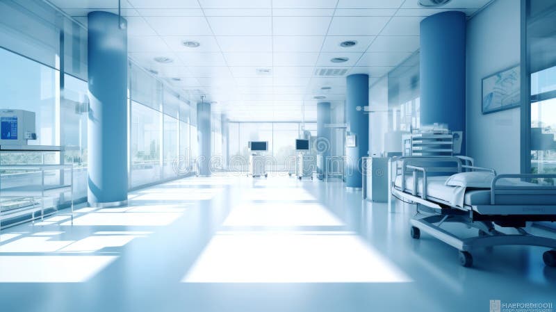 Blurred Interior of Hospital - Abstract Medical Background. Generative ...