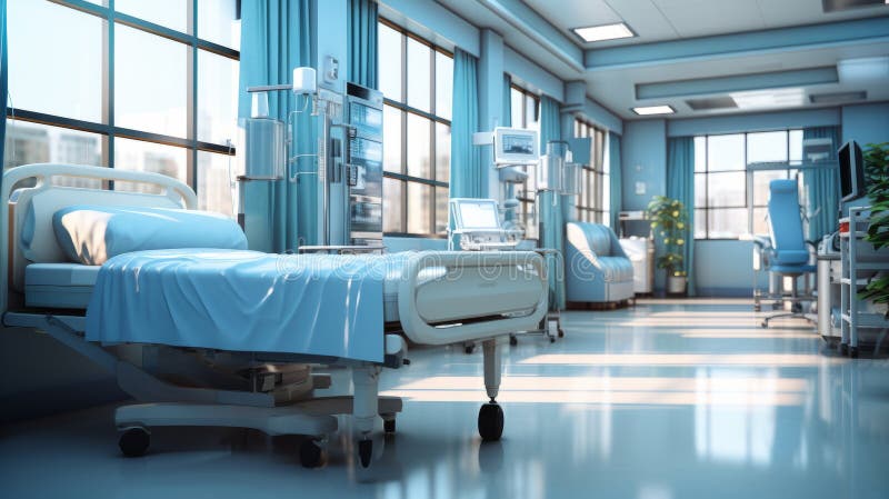 Blurred Interior of Hospital - Abstract Medical Background. Generative ...