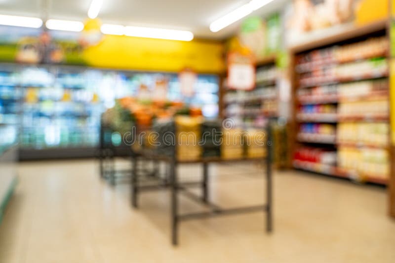Blurred Interior View of Empty Supermarket Stock Image - Image of ...