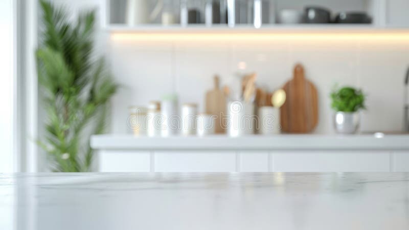 Blurred Kitchen Modern Design. Background for Cooking Food and Home ...