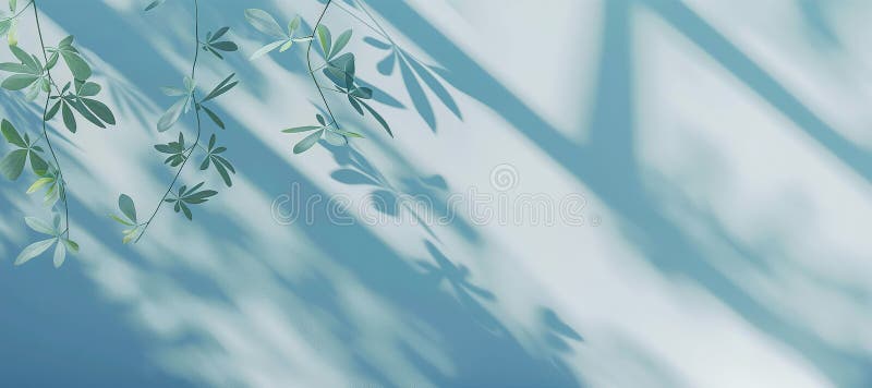 Blurred Leaf Shadows with Dim Light on Blue Background, Wall Stock ...