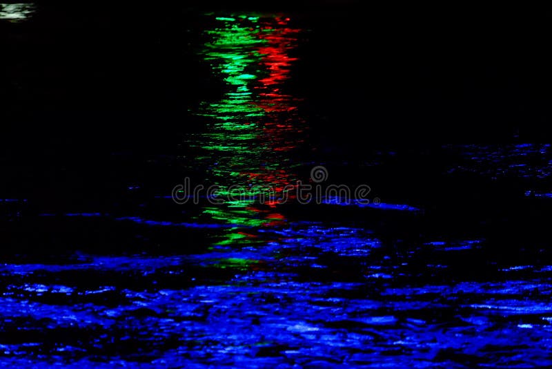 Blurred Lights Reflection on River Surface with Water Waves Stock Photo ...