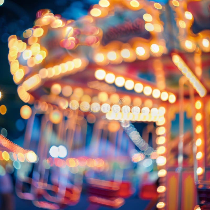 Blurred Lights and Structure of a Colorful Carousel Stock Illustration ...
