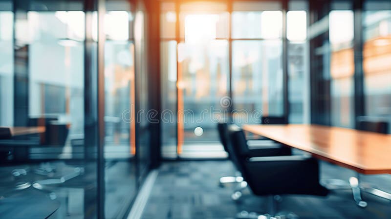 Blurred Meeting Room with Sunlight Streaming in Stock Illustration ...